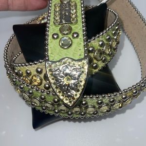 B.B. Simon | Accessories | Nwot Bb Simon Crystal Western Leather Belt ...